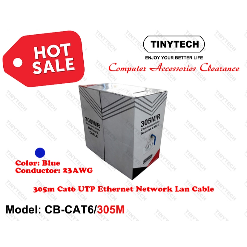 TINYTECH CB-CAT6/305M CAT6 305M UTP ETHERNET NETWORK LAN CABLE (1000 ...
