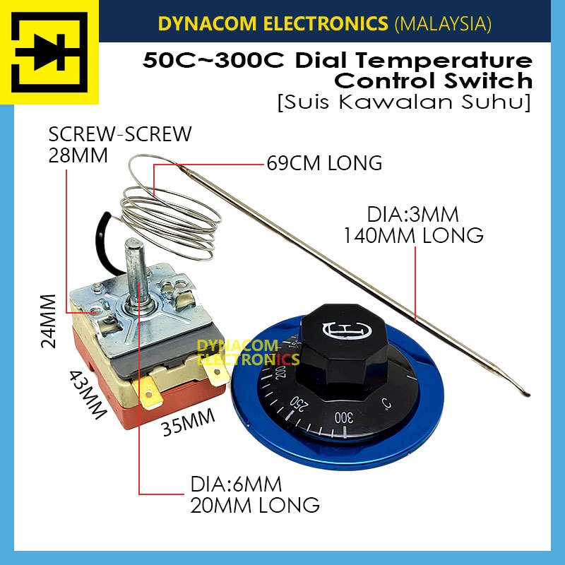 50C~300C Dial Thermostat Temperature Control Switch Oven Thermostat ...