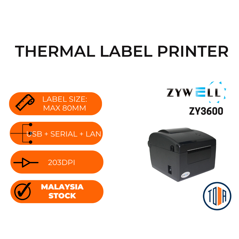 Zywell ZY3600 Thermal Label Printer 80mm (USB + Serial + LAN) | Shopee ...