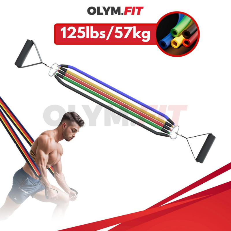125LBS Resistance Band Pull Tension Rope Fitness Gym Rubber Band Men ...