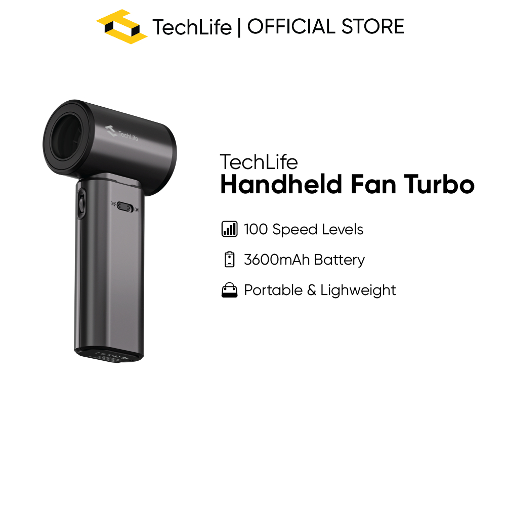 【New Arrivals】Techlife handheld Fan Turbo /100 speed level /3600mAh ...