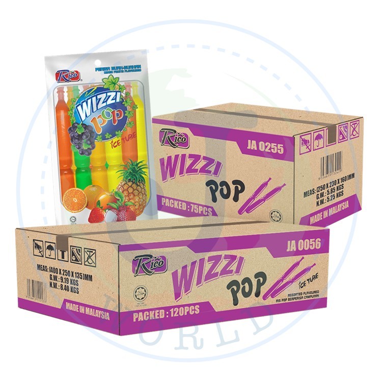 [WHOLESALE CTN] RICO WIZZI POP ICE TUBE POP 70GX10PCSX12PKT POLI PONG ...