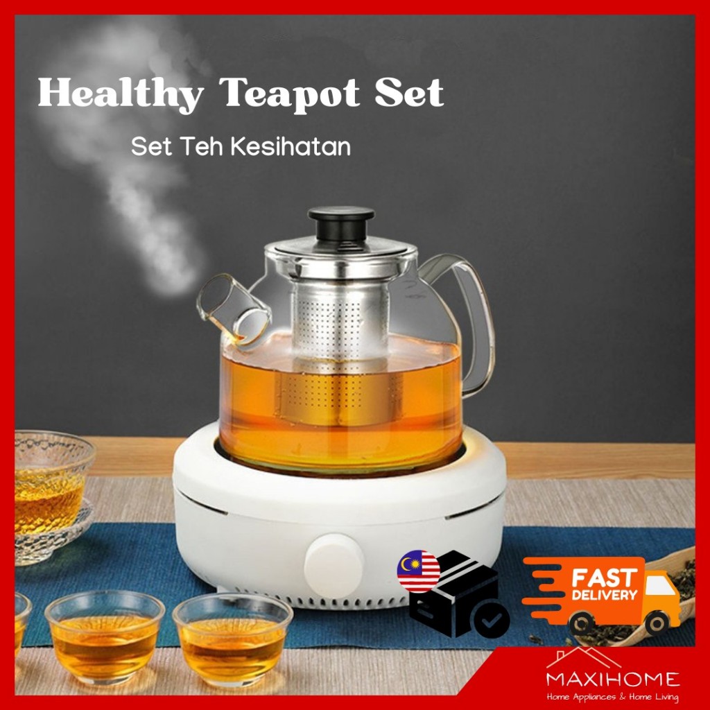 1L Healthy Glass Teapot Heat Resistant Tea Maker Teko Detachable ...
