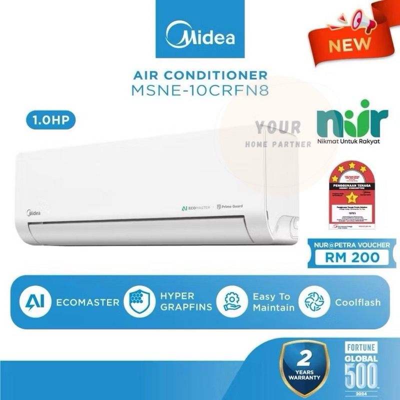 Midea R32 Inverter Air Conditioner NUMEN NEW MSNE-10CRFN8 1HP / MSNE-13CRFN8 1.5HP / MSNE ...