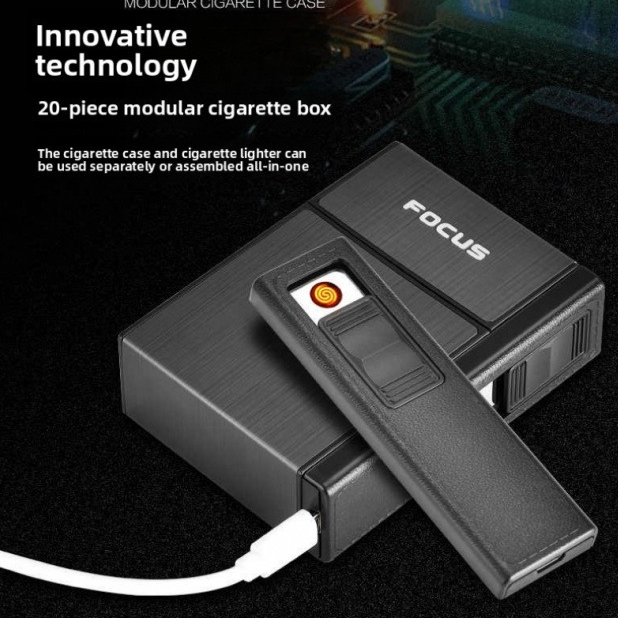 FOCUS Cigarettes Container FOCUS Removable USB Rechargeable Windproof ...