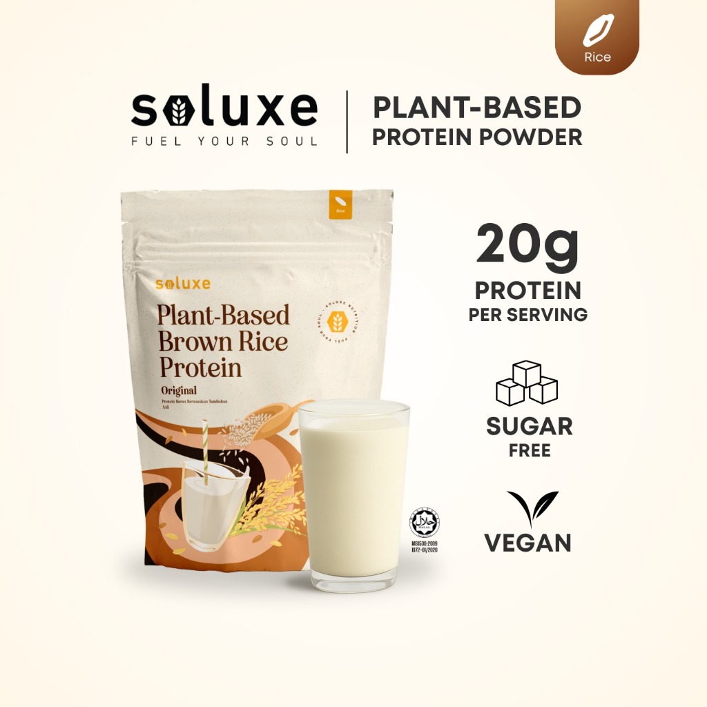 Soluxe Vegan Original Plant Based Brown Rice Protein Powder Shake Non ...