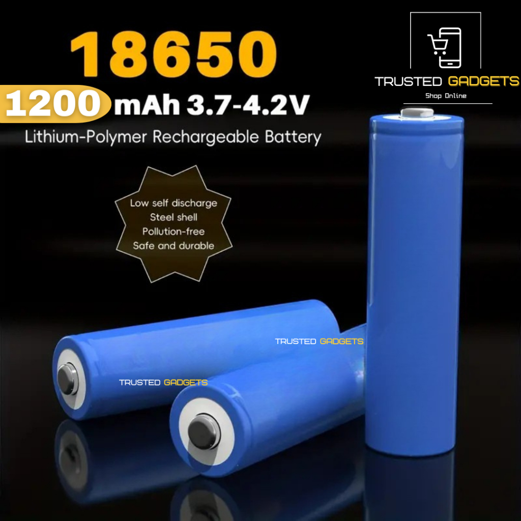 Rechargeable 18650 1200mAh Lithium Ion 3.7V Battery/Bateri 18650 Boleh Cas 3.7V - Button Top ...