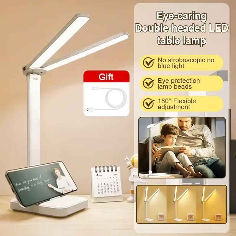 HG-699 Table Lamp Rechargeable Double Head 3 Level Touch Dimming Room ...