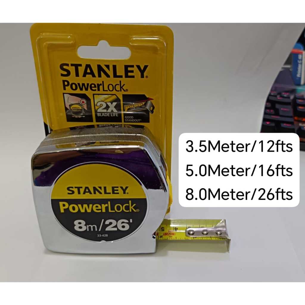 STANLEY MEASURING TAPE POWERLOCK 3.5 M/12FTS,5.0 M/16FTS,8.0M/26FTS ...