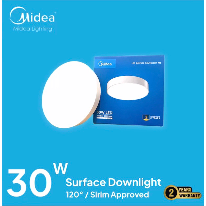 Midea Lighting Surface Downlight Round White M3 (30W) MDL-DLM100R30W-03 ...