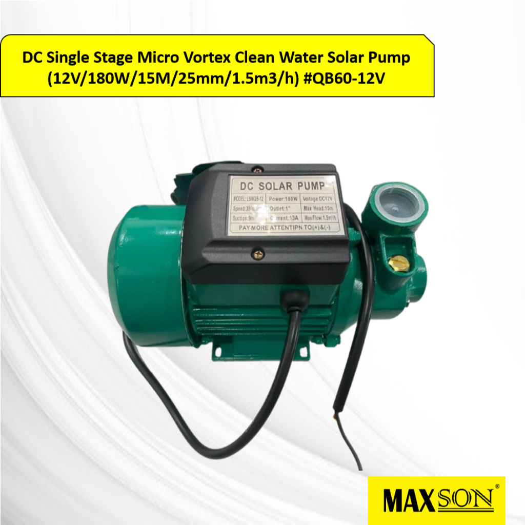 DC Single Stage Micro Vortex Clean Water Solar Pump 12v / 24v #QB60-12V #QB60-24V | Shopee Malaysia
