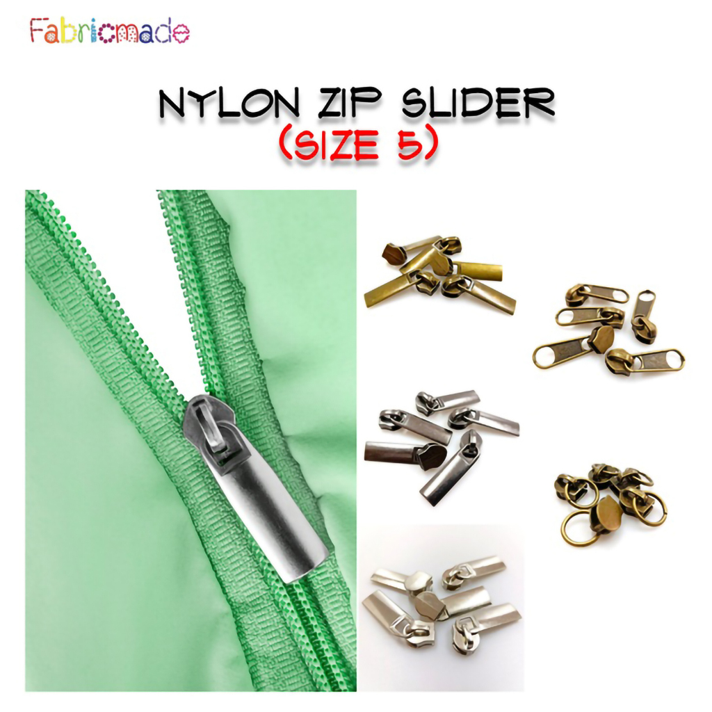 FABRICMADE - Size #5 Nylon Zip Slider (Select Quantity "1" for 25 or 40 ...