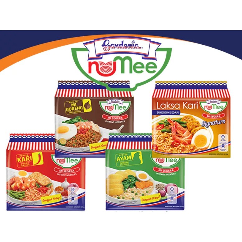 GARDENIA NuMee Instant Noodle/Mee Segera (Curry/Kari 5x76g)(Chicken 5x75g)(Goreng Original 5x82g ...