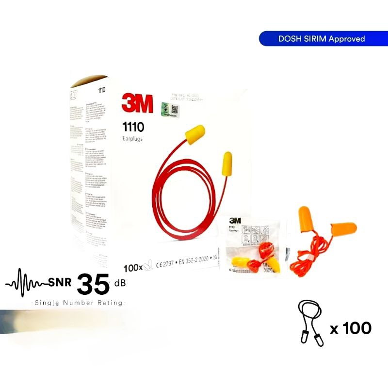 Original] 3M Ear Plug Anti Noise 3M Corded Uncorded Soft Foam Earplugs 1100 (1 pair) | Shopee ...
