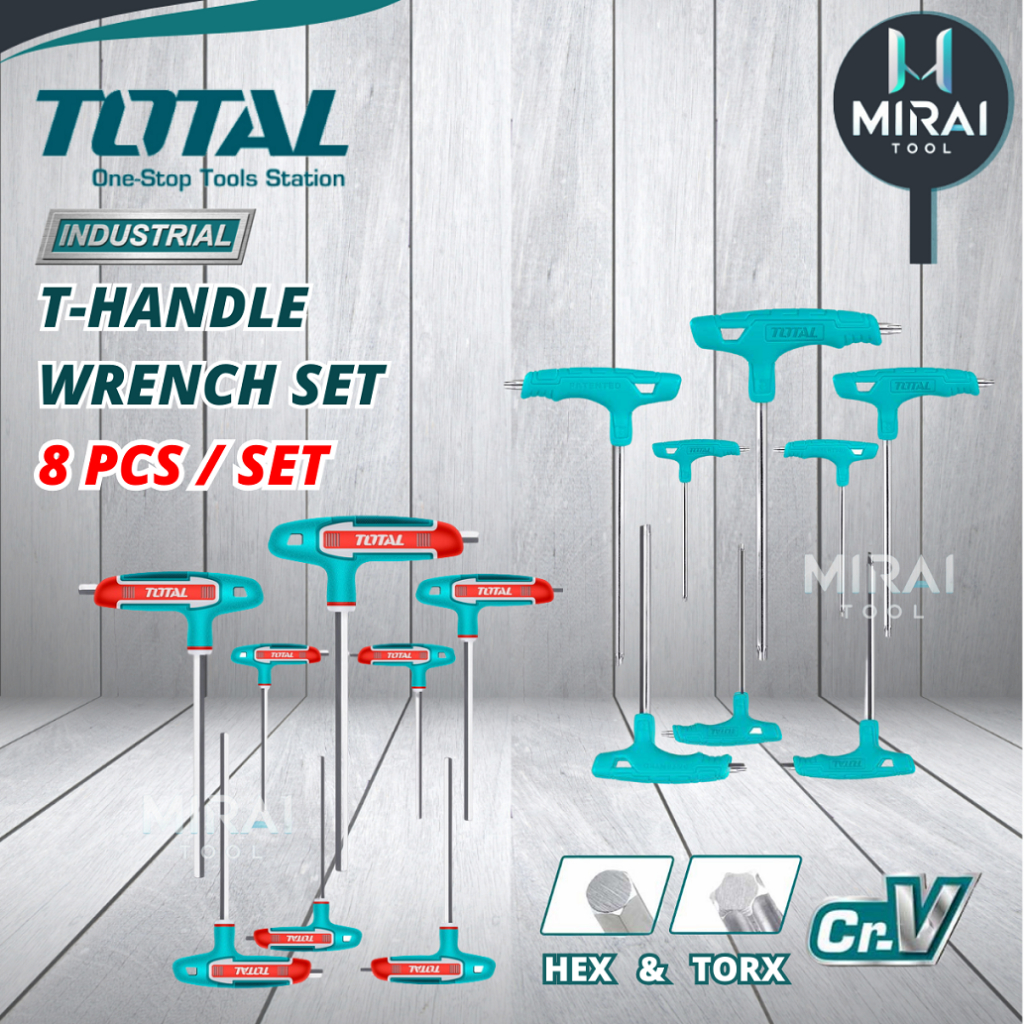 TOTAL THHW80816 (Hex) / THHW80836 (Torx) 8 Pcs T-handle Wrench Set ...