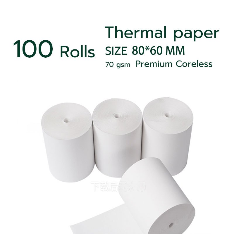 Thermal Paper Coreless Roll 80x60 (100 Rolls/Box) / Receipt Cash ...