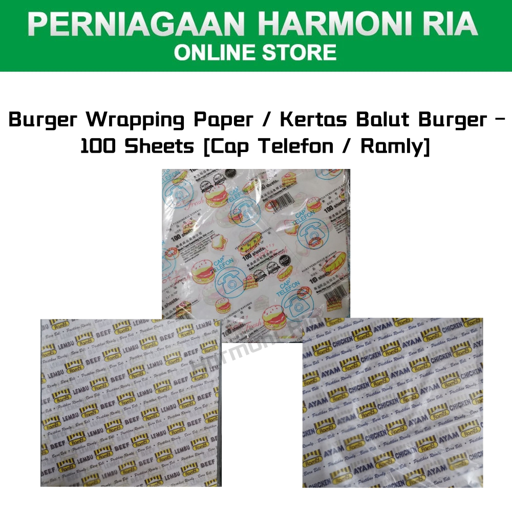 Burger Wrapping Paper / Kertas Balut Burger – 100 Sheets [Cap Telefon ...
