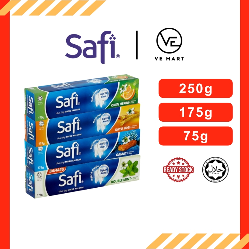 Safi Toothpaste / Ubat Gigi (75g / 175g / 250g) - (Kayu Sugi / Gamat / Oren Herba / Double Mint ...