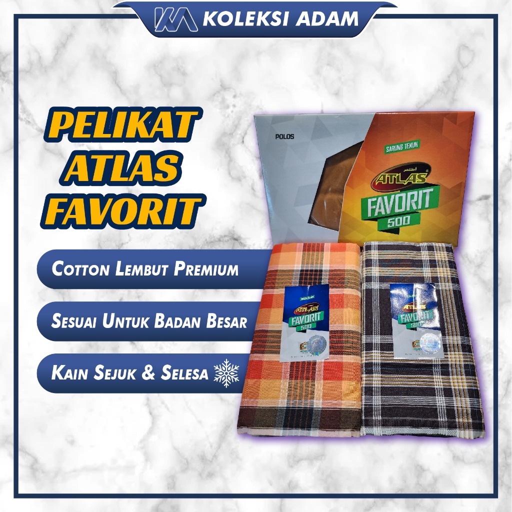 Kain Pelikat Atlas Favorit 500 Kombinasi Siap Jahit / Saiz Besar Jumbo ...