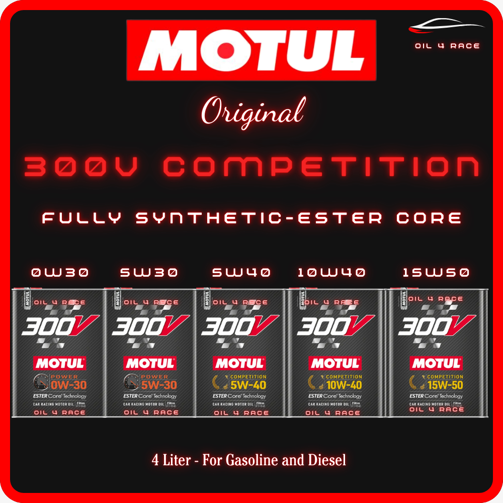 MOTUL 300V Competition (2L & 5L) 100% Synthetic 0W30 5W30 5W40 10W40 15W50 - Double Ester ...