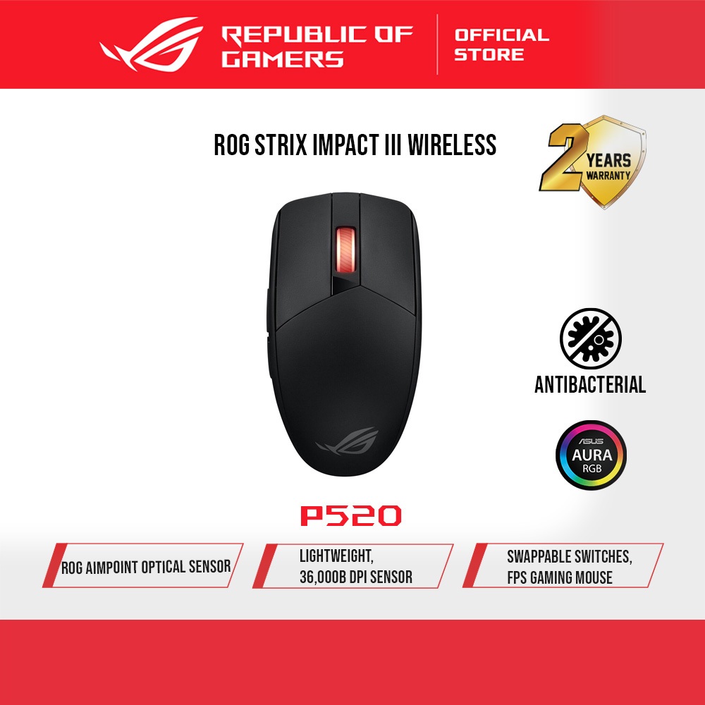 ROG P520 Strix Impact III Wireless is an ultralight 57-gram compact ...