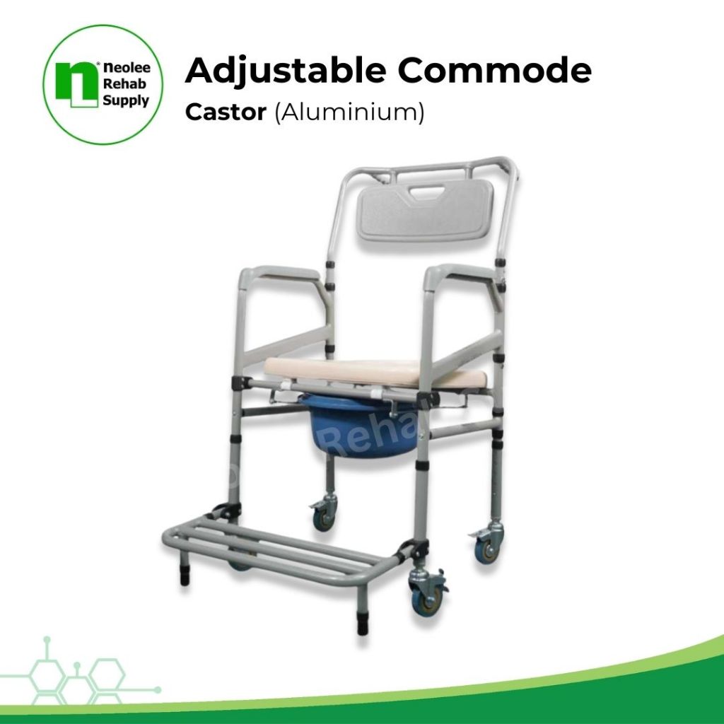 Neolee Aluminium Adjustable Commode Chair (Footrest) | Over Toilet Bowl ...