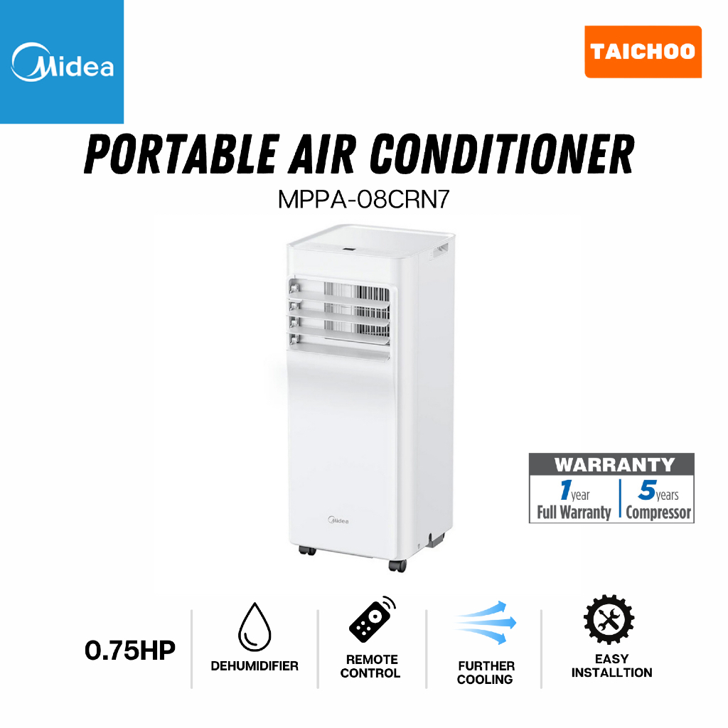 Midea Portable Air Conditioner 0.75HP / 7000BTU MPPA-08CRN7 | Shopee ...