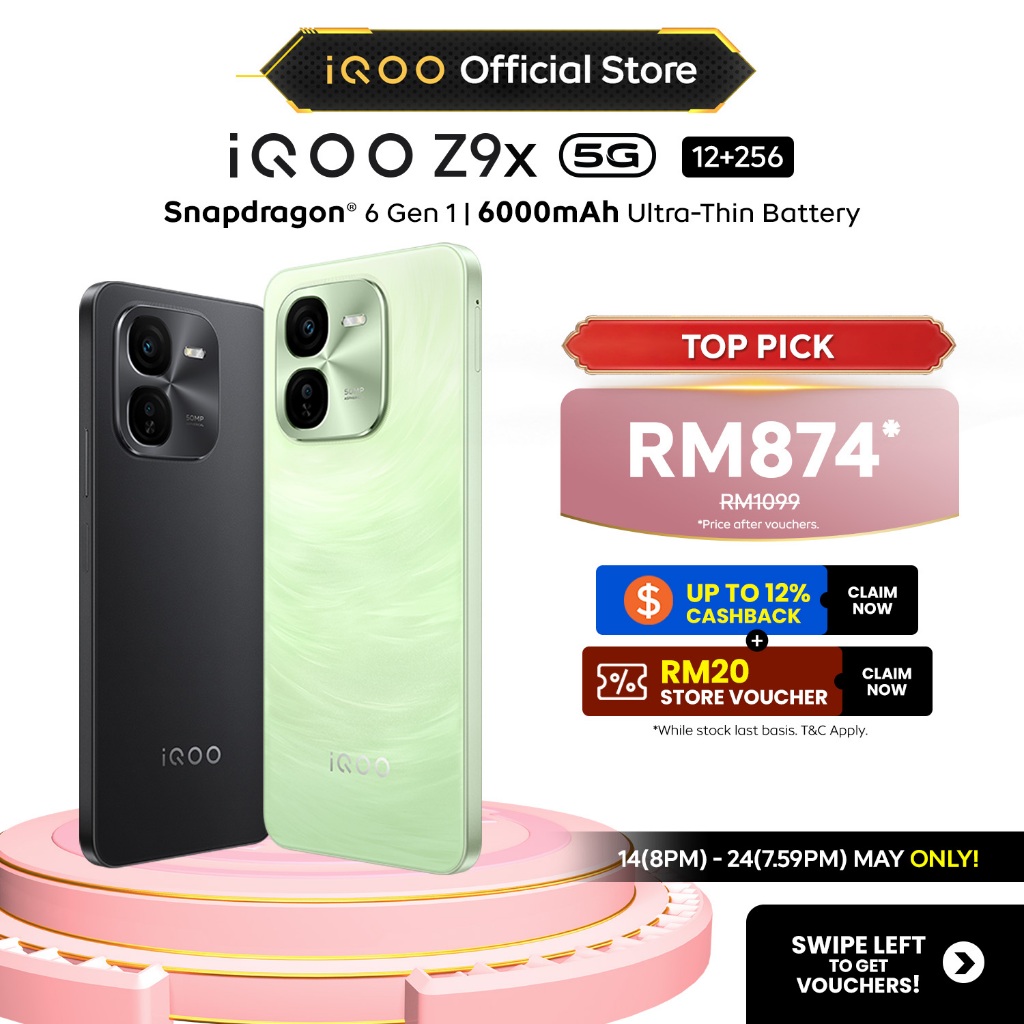 vivo iQOO Z9x 5G SDM 6Gen1, 24GB*+256GB, 6000 mAh Ultra-Thin Battery + 44W FlashCharge, 300% ...