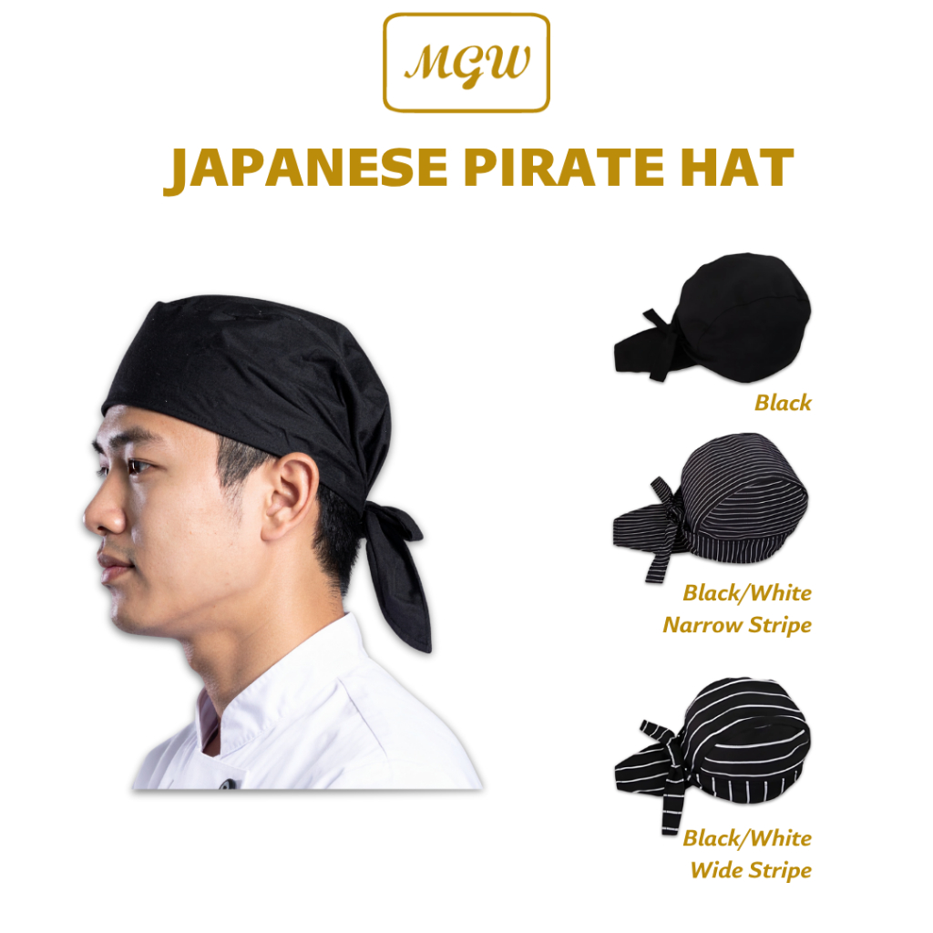 [ MGW ] Japanese Pirate Chef Hat | Chef Hat Bandana | Kitchen Uniform ...