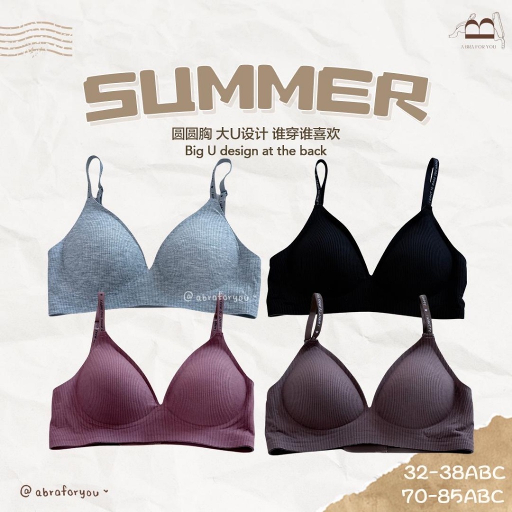 [ ABRAFORYOU ] Summer Bra 夏日内衣 Comfortable DeepV Bra Sexy soft best support roundroundshape ...