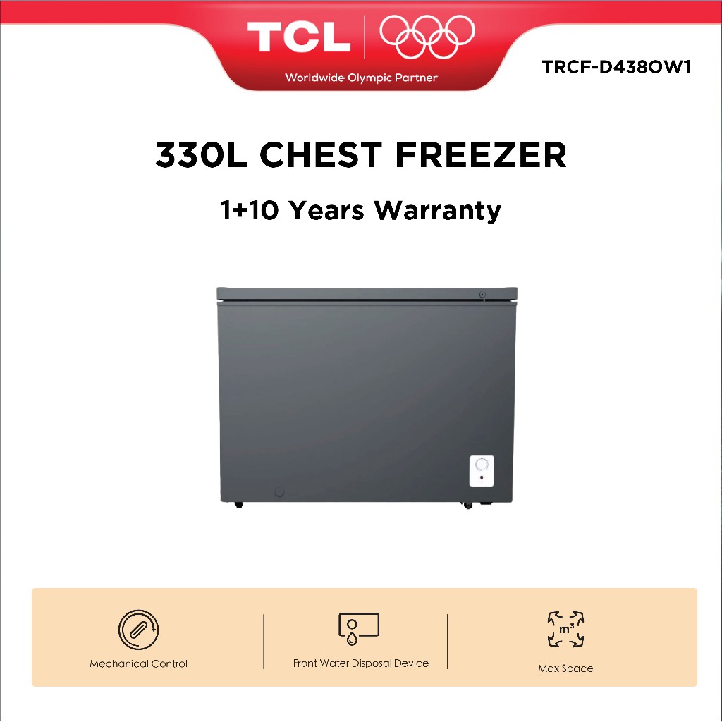 TCL 300L Chest Freezer with Big Space, Mechanical Control, 4 Star (Dark ...
