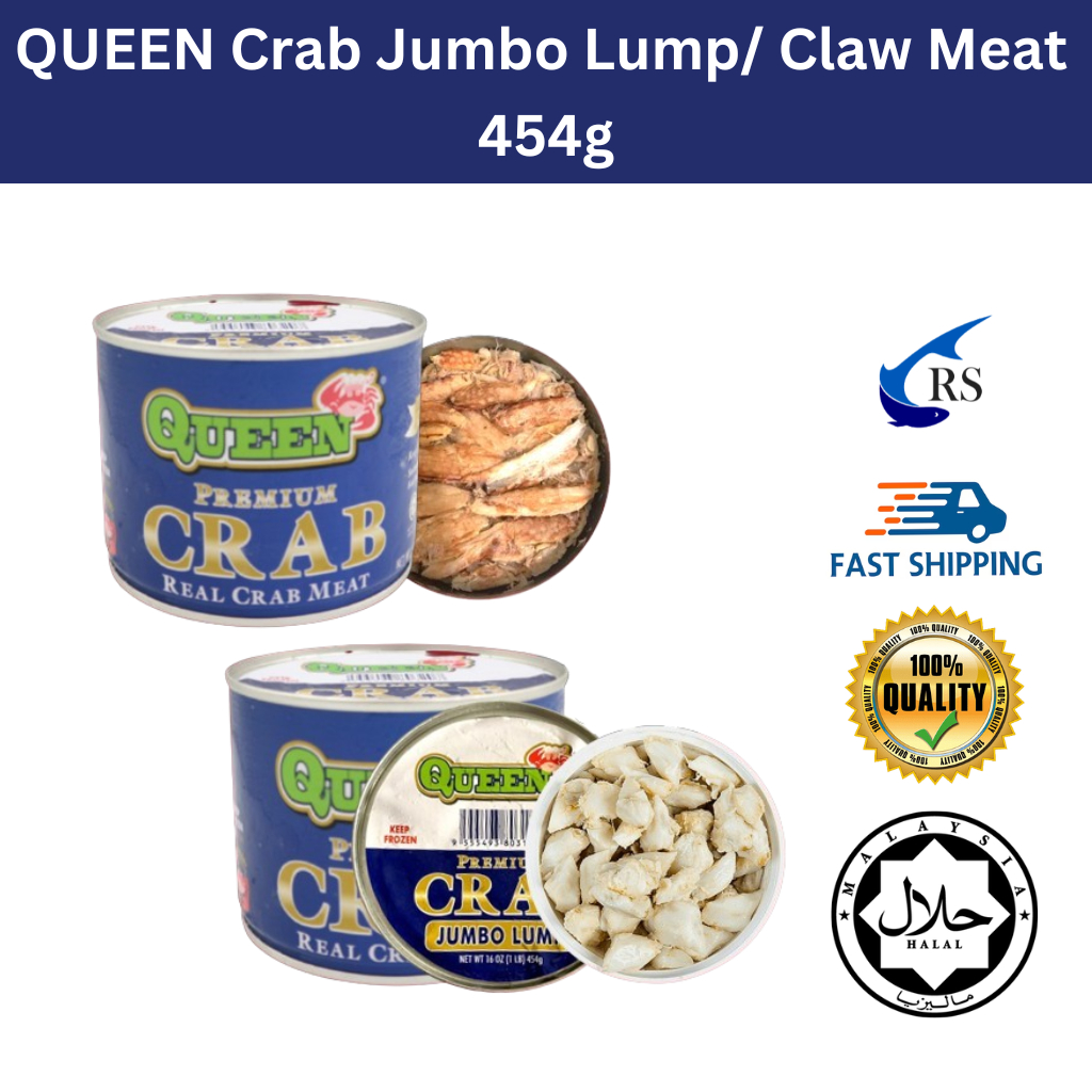 RS【HALAL】QUEEN Crab Jumbo Lump/ Crab Claw Meat Cans (454g) Daging Ketam ...