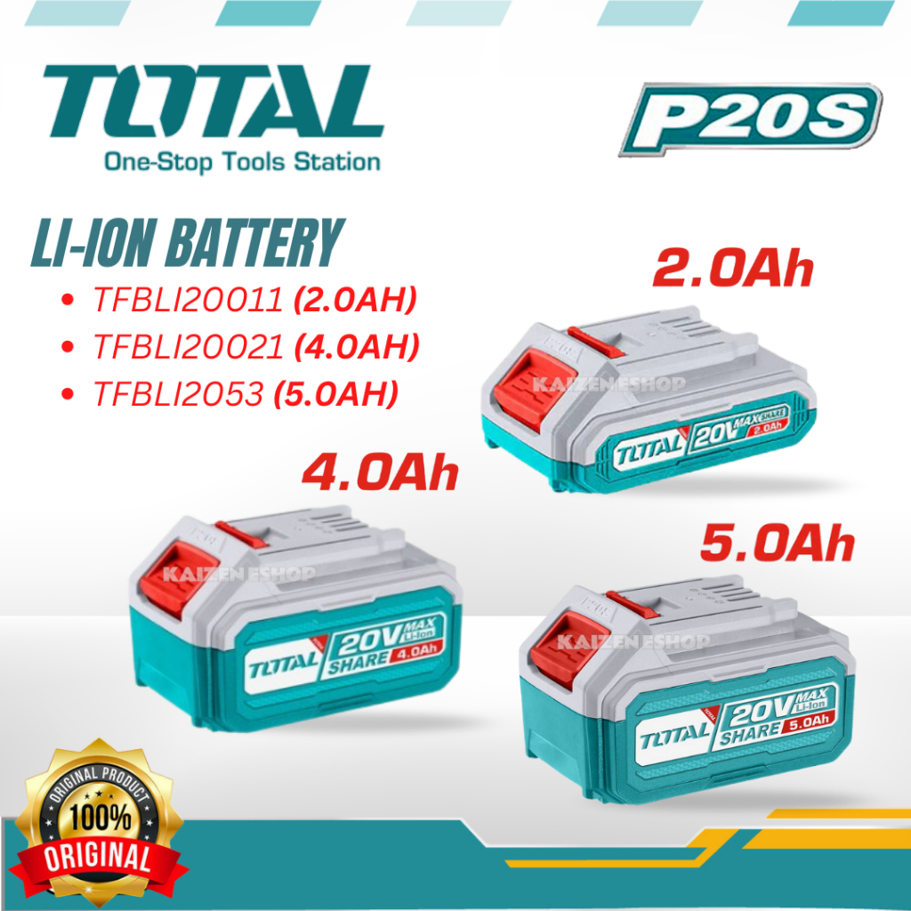 TOTAL P20S 20V Li-ion Battery Pack 2.0AH, 4.0AH , 5.0AH ( TFBLI20011 ...