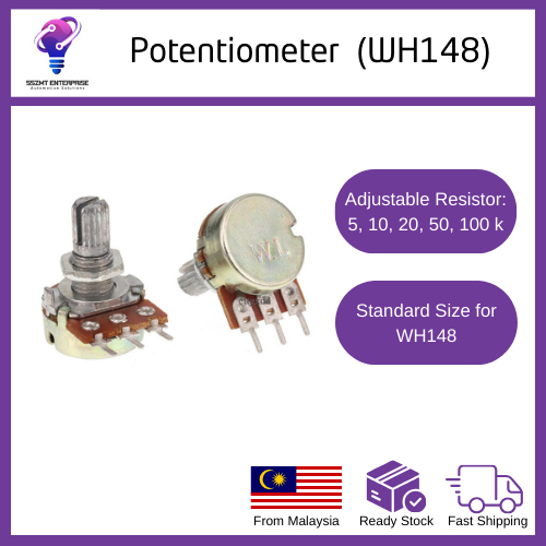 WH148 Potentiometer 15mm Shaft Lenght Variable Resistor Adjustable ...