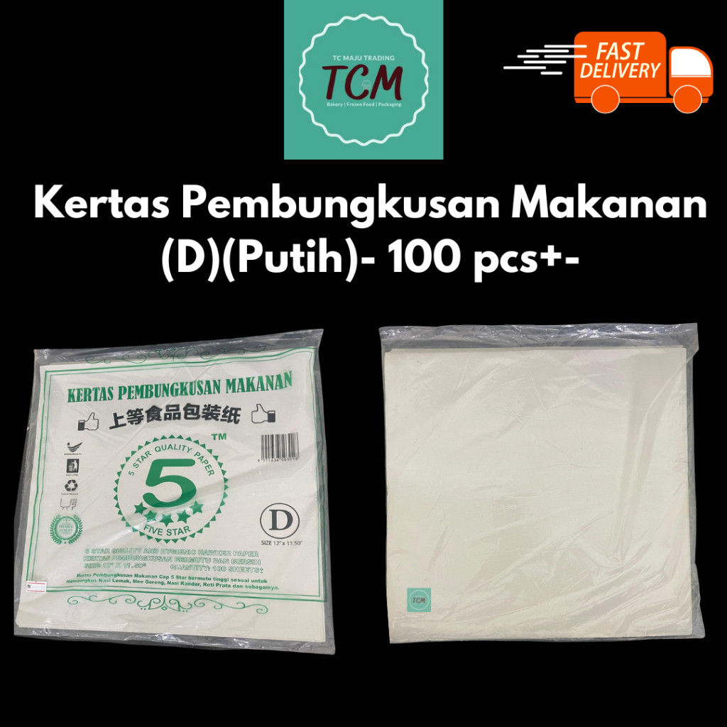 Kertas Putih D 5 Star Bungkus Nasi/White Paper Food Packing Size D ...