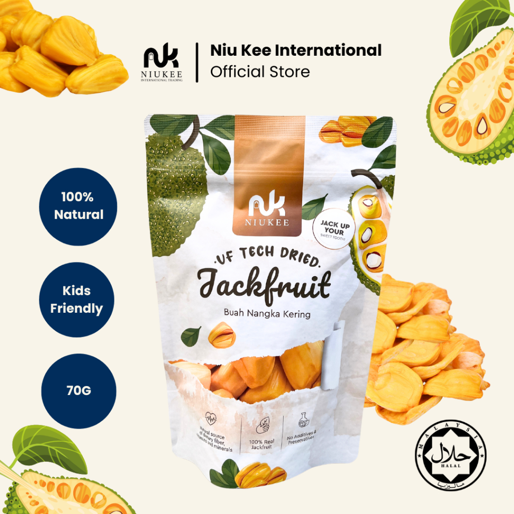 [𝗡𝗶𝘂 𝗞𝗲𝗲] VF Tech Dried Freeze Jackfruit 70g HALAL | Kerepek Nangka 菠萝蜜脆冻干水果 健康零食 水果干 Niu Kee ...