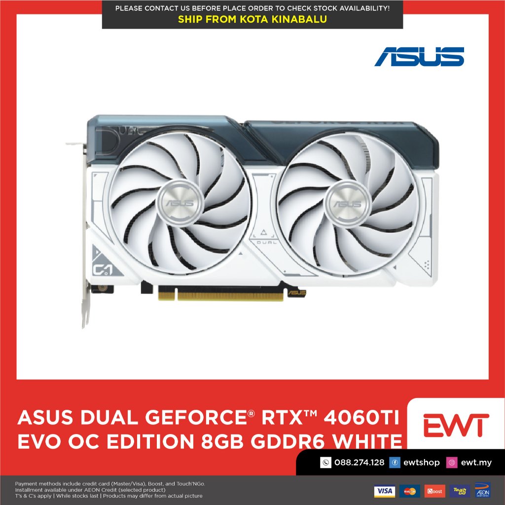 ASUS Dual GeForce RTX™ 4060 Ti White OC Edition 8GB GDDR6 White Graphic ...