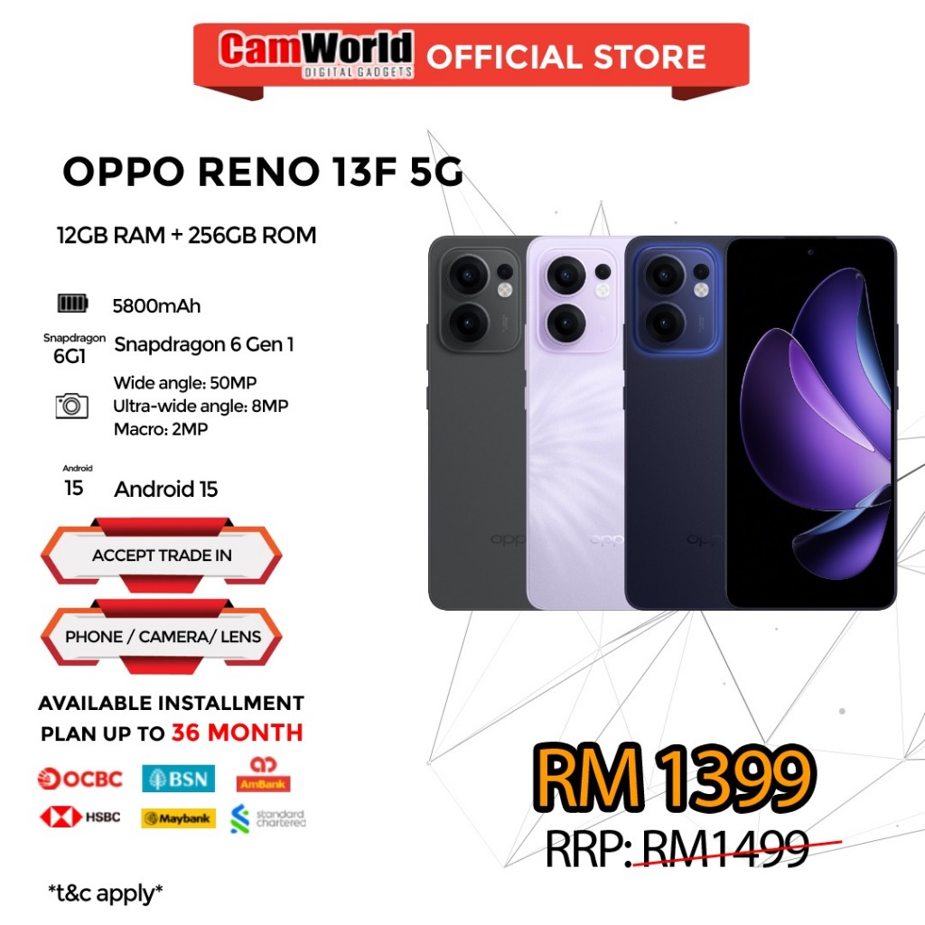 OPPO RENO 13F 5G ( 12GB RAM + 256GB ROM ) OPPO MALAYSIA | Shopee Malaysia
