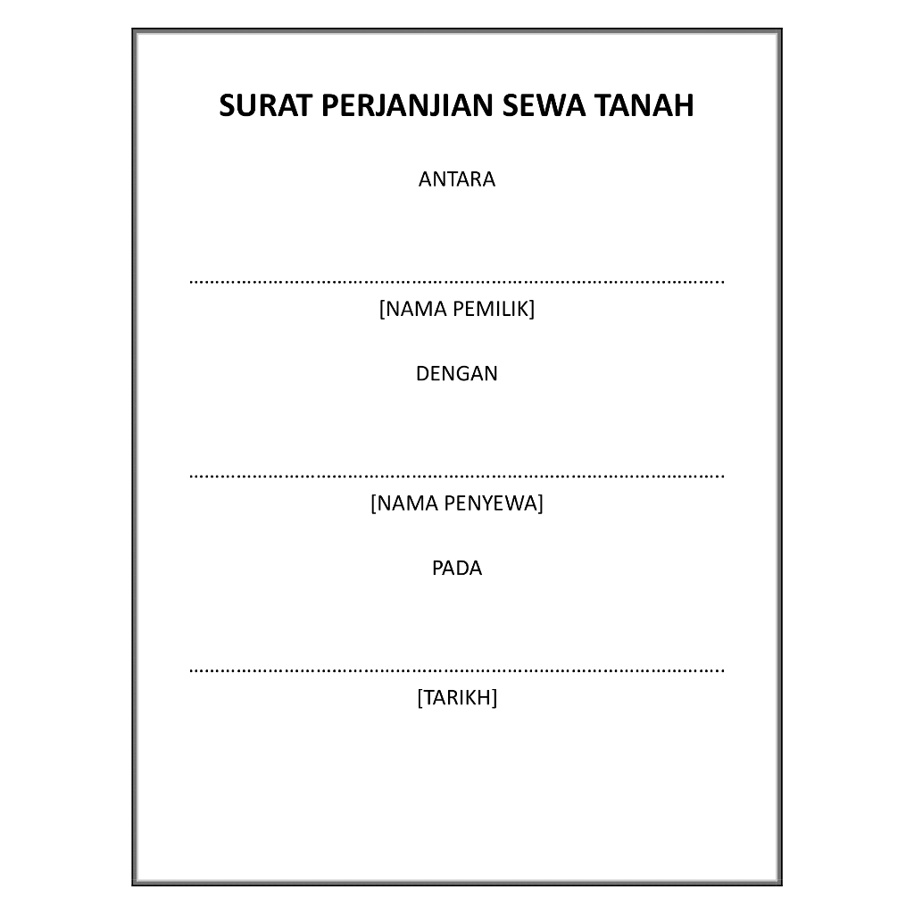 template perjanjian sewa tanah land rental agreement 5 muka surat ...