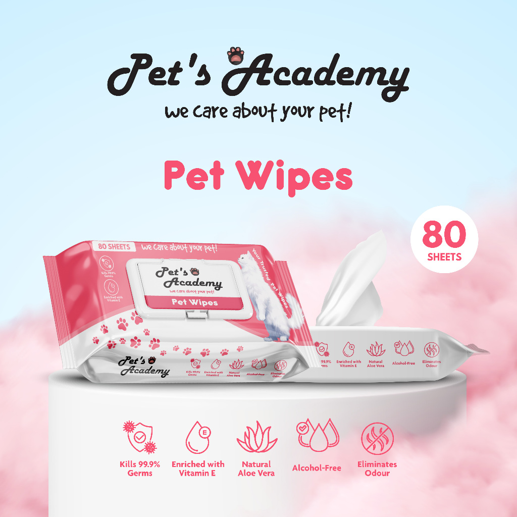 PET'S ACADEMY Pet Wipes (30's/80's) - Vitamin E, Aloe Vera Enriched ...