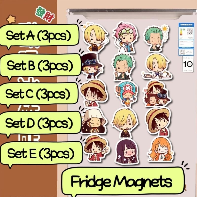 One Piece Emoji Refrigerator Sticker Decorative Magnet Style Fridge ...