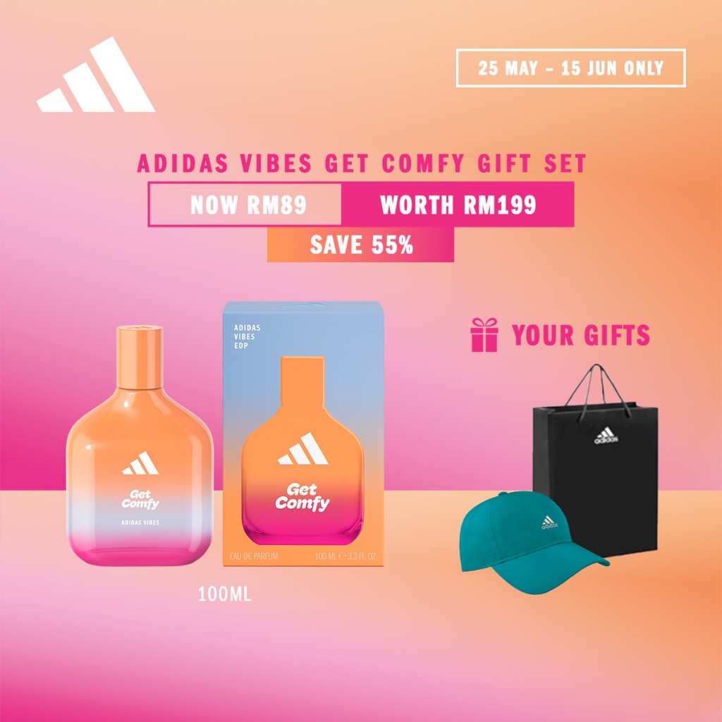 Adidas Vibes Get Comfy Gift Set (Perfume 100ml, Adidas Cap, Adidas Gift ...