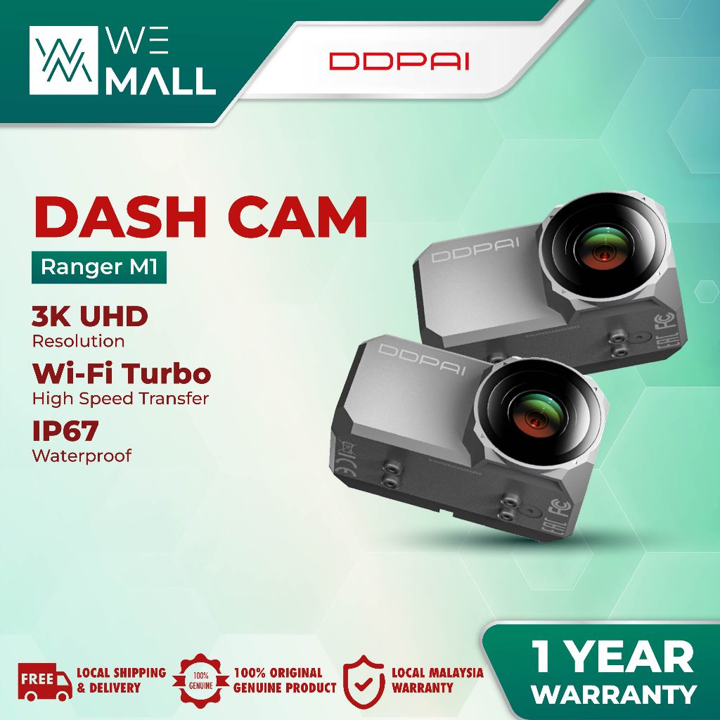 DDPAI Ranger M1 Motor Dash Cam 3K UHD GPS Front & Rear Waterproof Dash ...