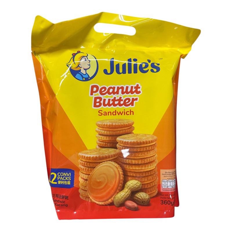 Julie's Peanut Butter Sandwich - Biskut Lapis Krim Kacang 360g (Raya Original, Lembut & Sedap ...