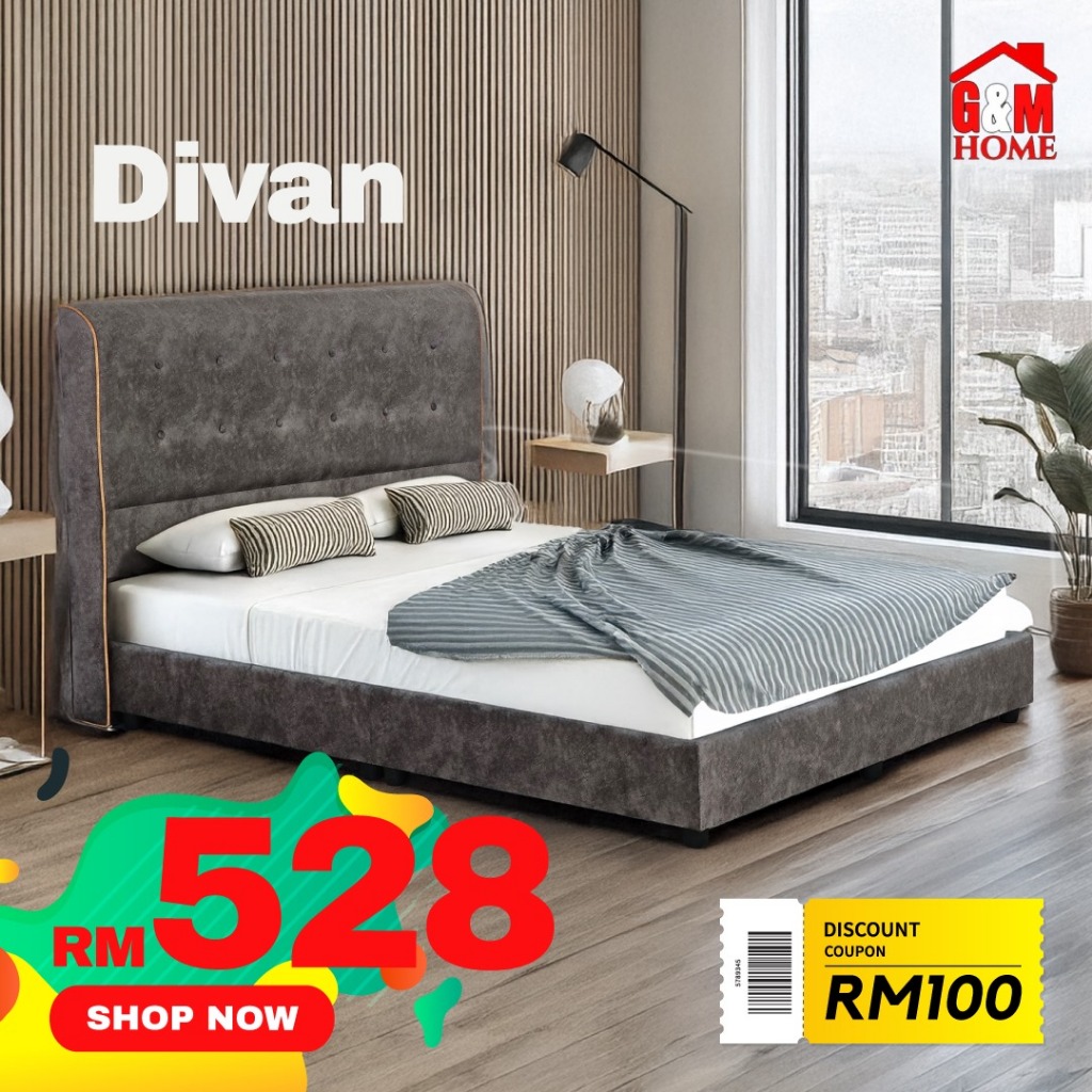 [Premium Series] Velvet Fabric Diamond Button Queen 6FT Bedframe /Divan ...