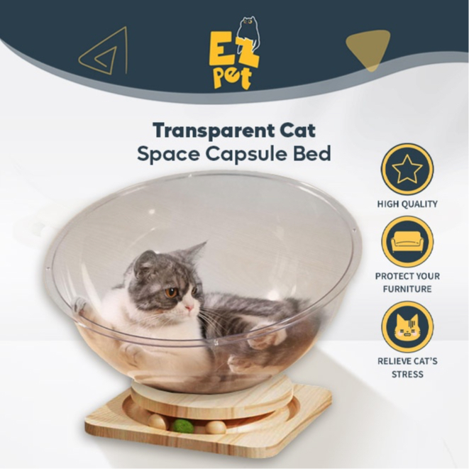 EZPET🐱【Transparent Cat Space Capsule Bed】Pet Bed Cat Nest Bed Cat House ...