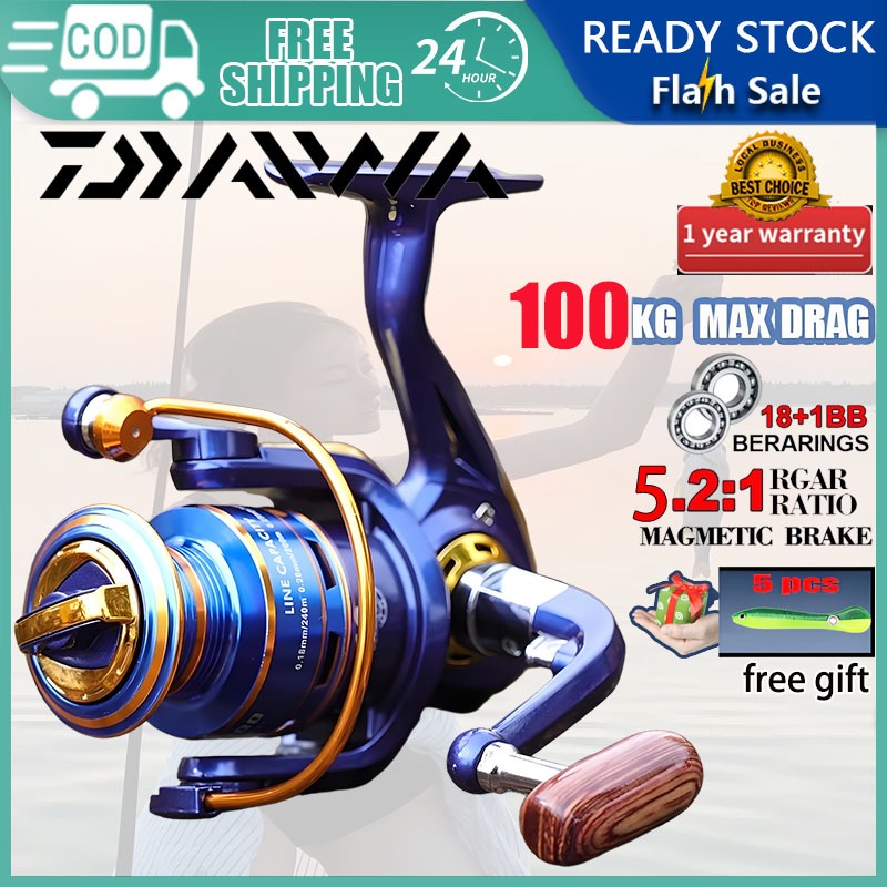 DAIWA Reel Spinning Fishing Reel Mesin Pancing Model 13BB 5.2:1 Gear ...
