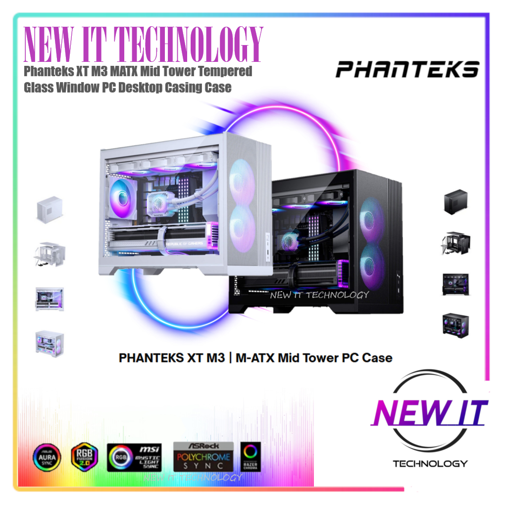 Phanteks XT M3 MATX Mid Tower Tempered Glass Window PC Desktop Casing ...