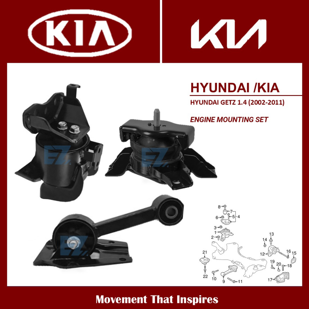 [3 IN 1]- ENGINE MOUNTING SET FOR HYUNDAI GETZ 1.4 L AUTO 2002 -2011 ...