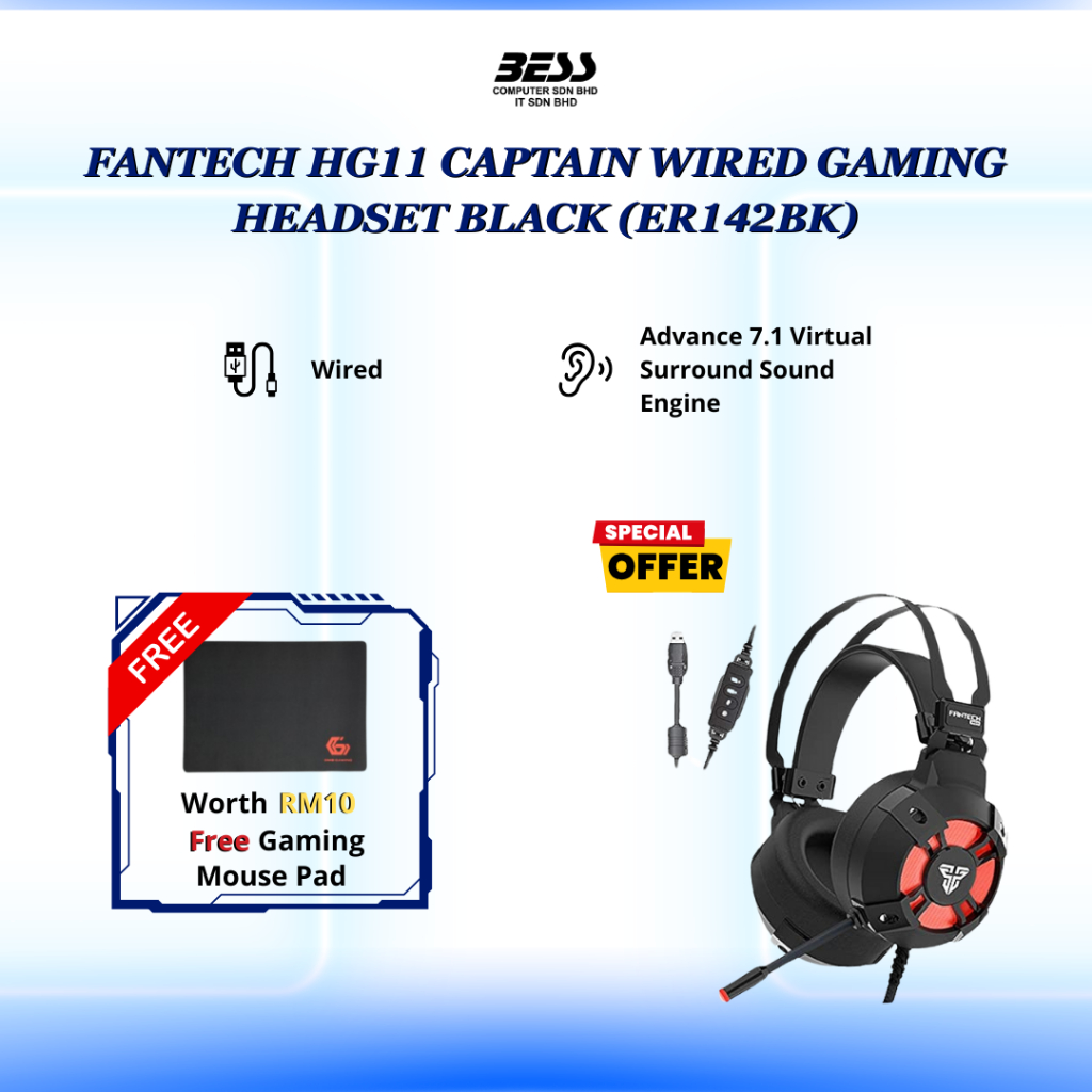 FANTECH HG11 CAPTAIN WIRED GAMING HEADSET BLACK/SAKURA | Shopee Malaysia